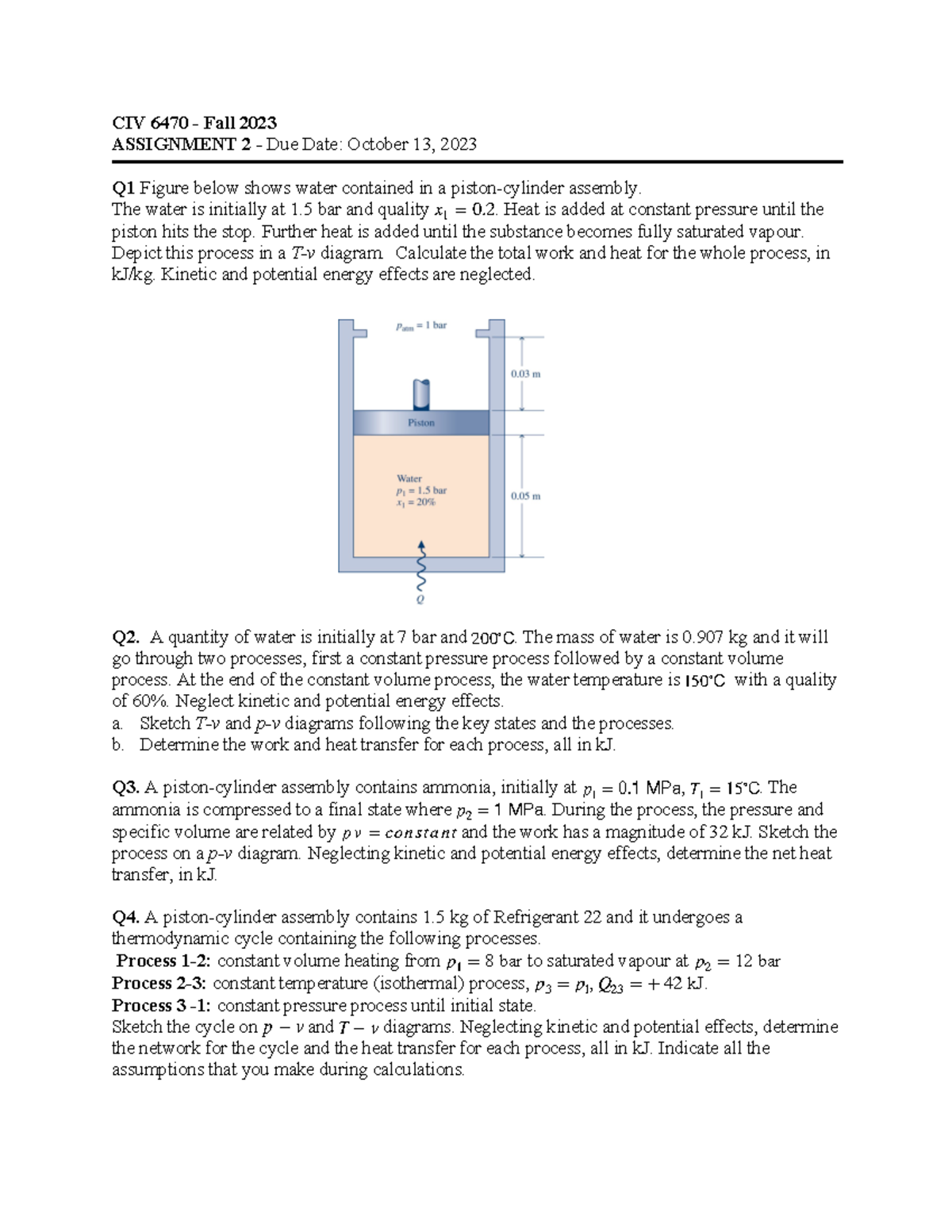 Assignment 2 - Due Oct 13 - CIV 6470 - Fall 2023 ASSIGNMENT 2 - Due Date: October 13, 2023 Q 1 ...