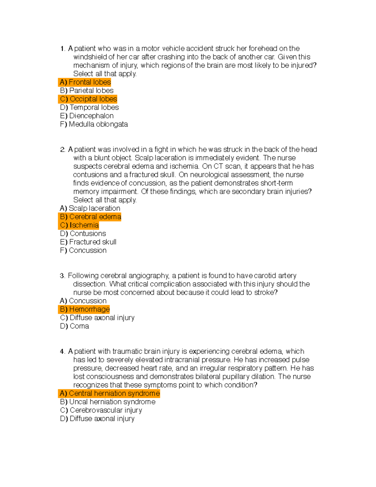Chapter 36- Traumatic Brain Injury - A patient who was in a motor ...