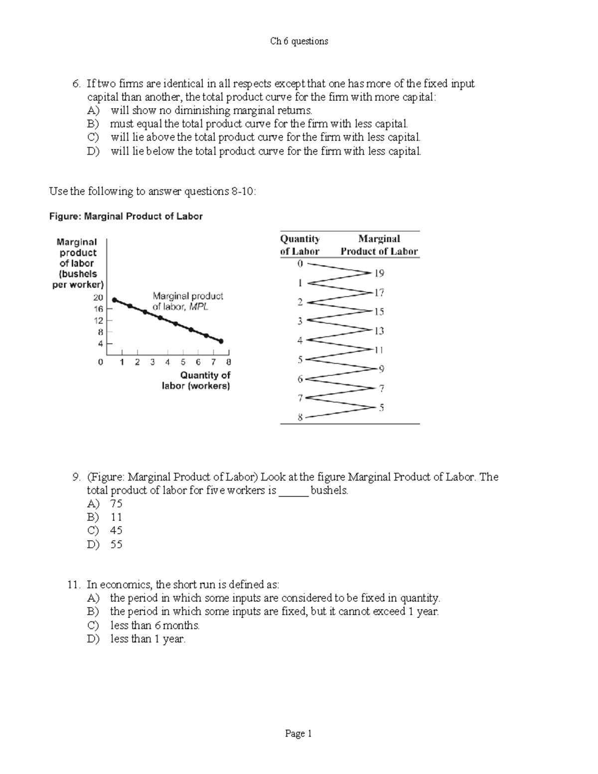 Chapter 6 Questions And Answers Ch 6 Questions 6 If Two Firms Are