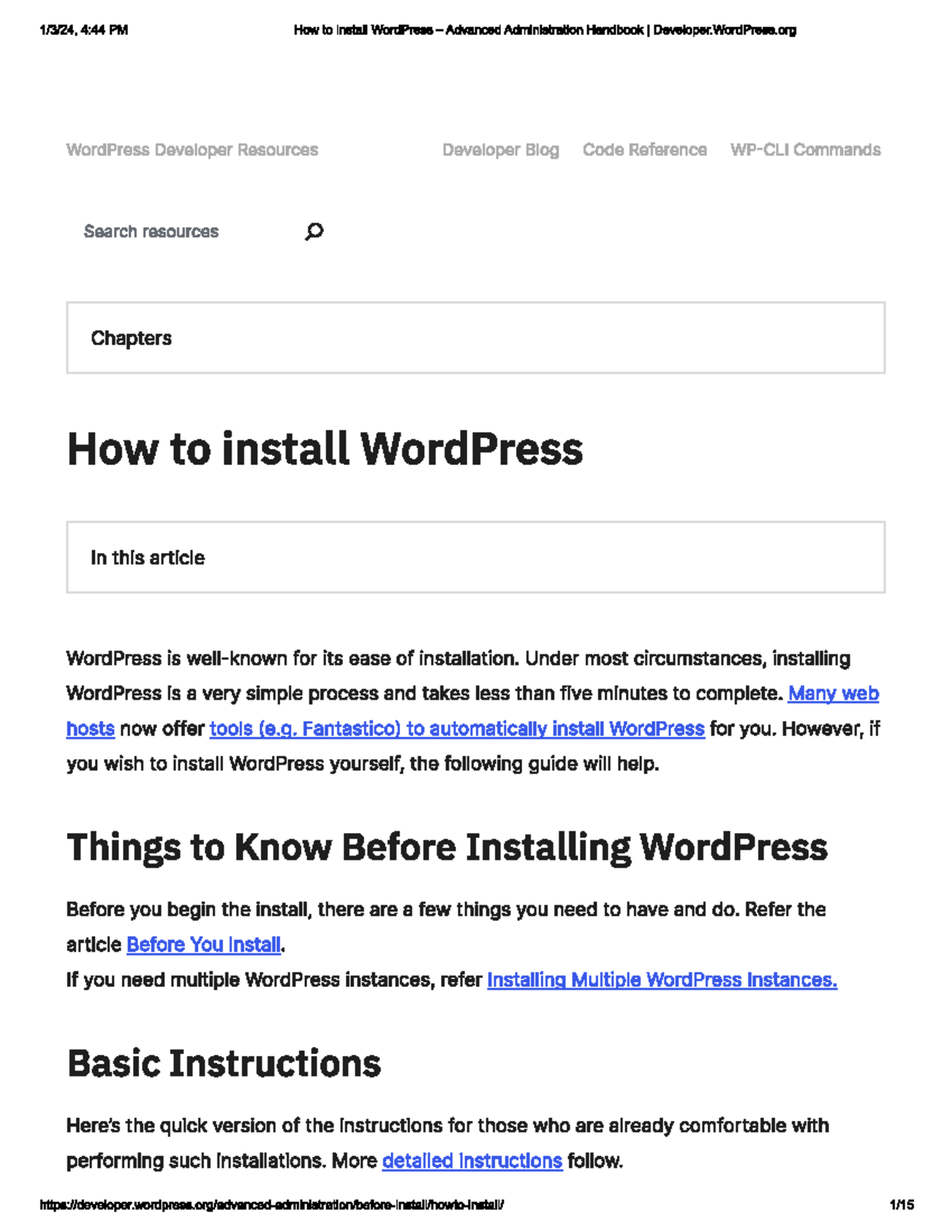 HOW TO Install Wordpress - 4:44 PM How to install WordPress Advanced Administration Handbook I ...
