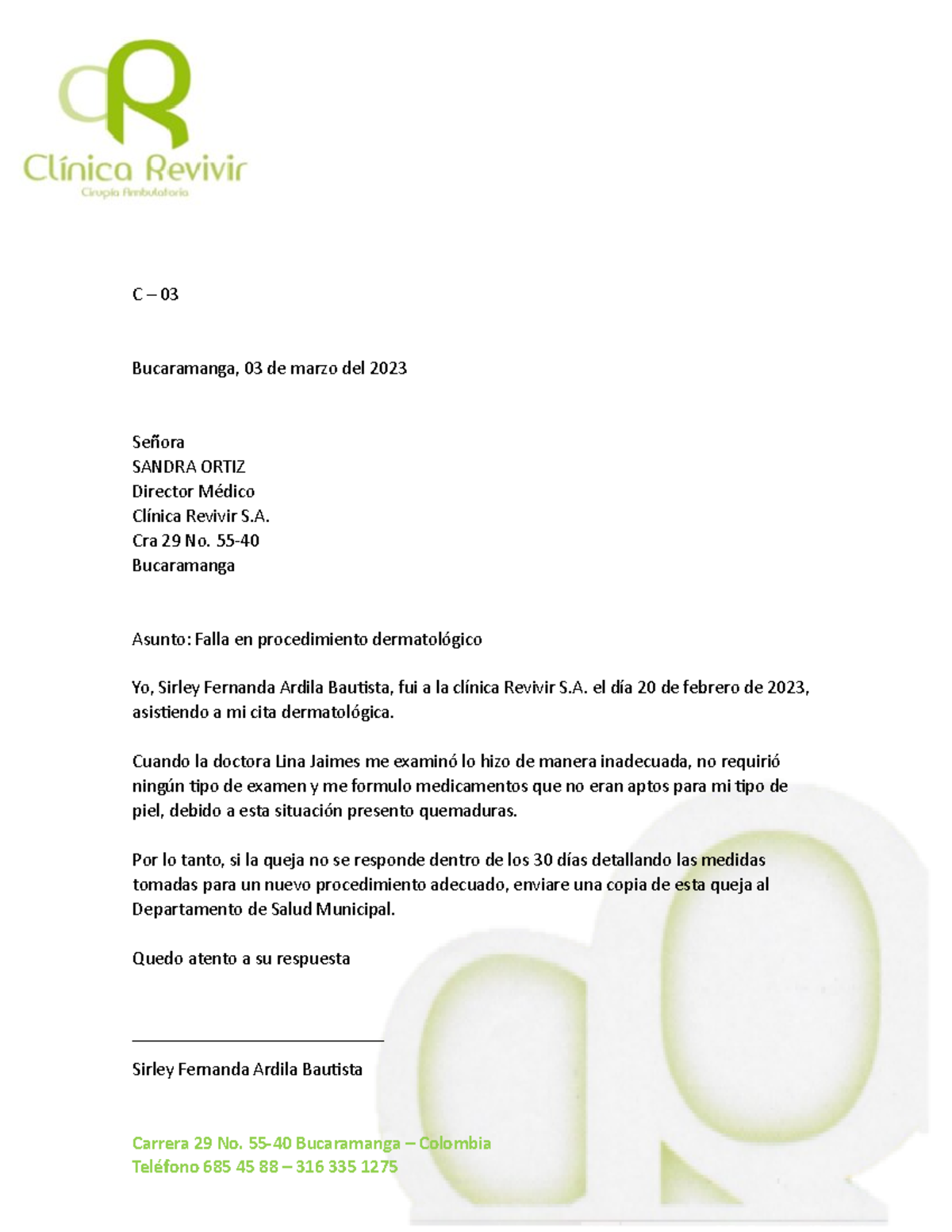 Carta Estilo Bloque Extremo - C – 03 Bucaramanga, 03 de marzo del 2023 ...