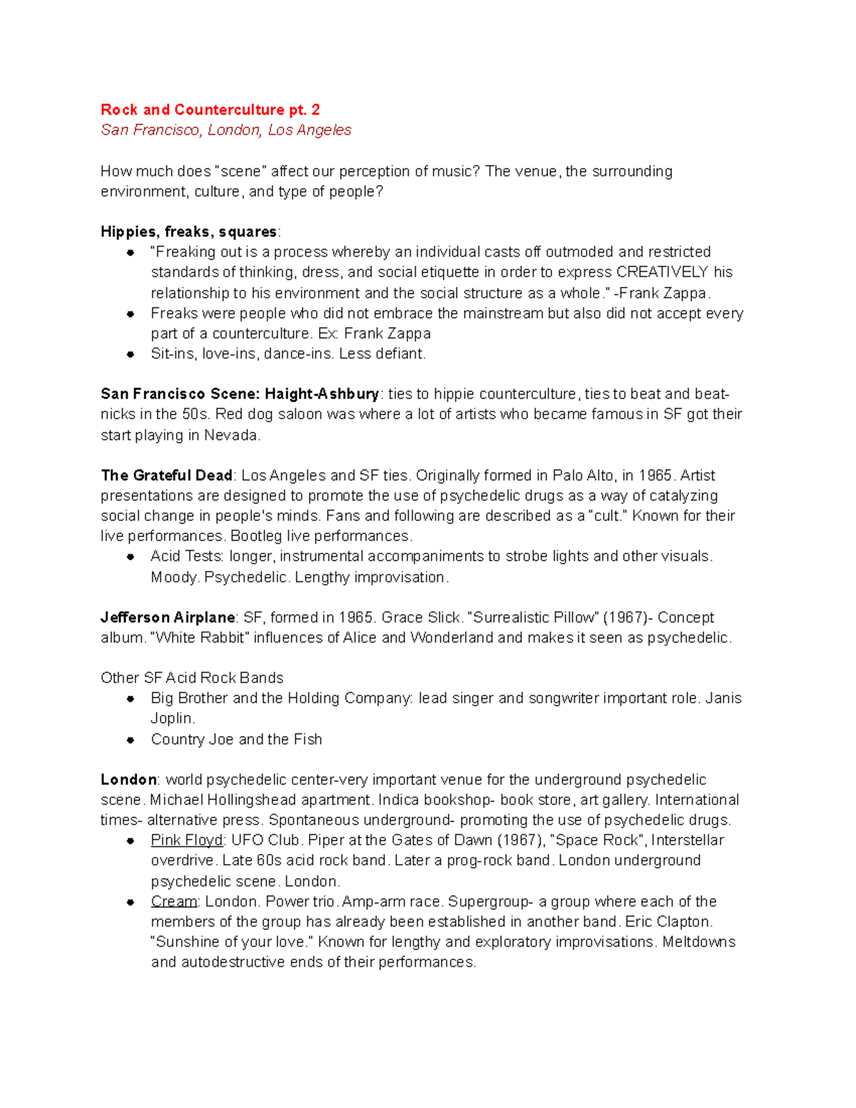 History of Rock, Rock and Counterculture, Psychadelic Rock and Soul ...