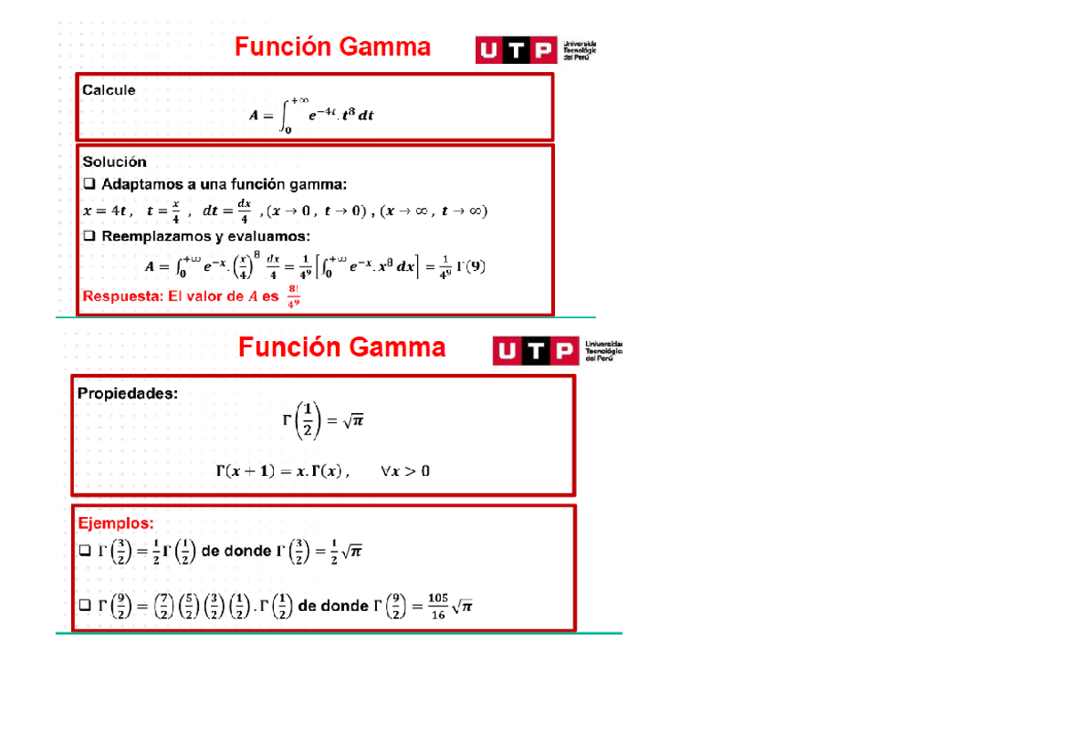 Función gamma y beta - Estadística descriptiva y probabilidades ...