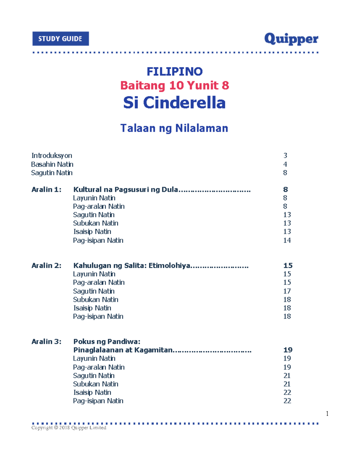 QS FIL10 U8 Study Guide pagsusuri ng dula - FILIPINO Si Cinderella ...