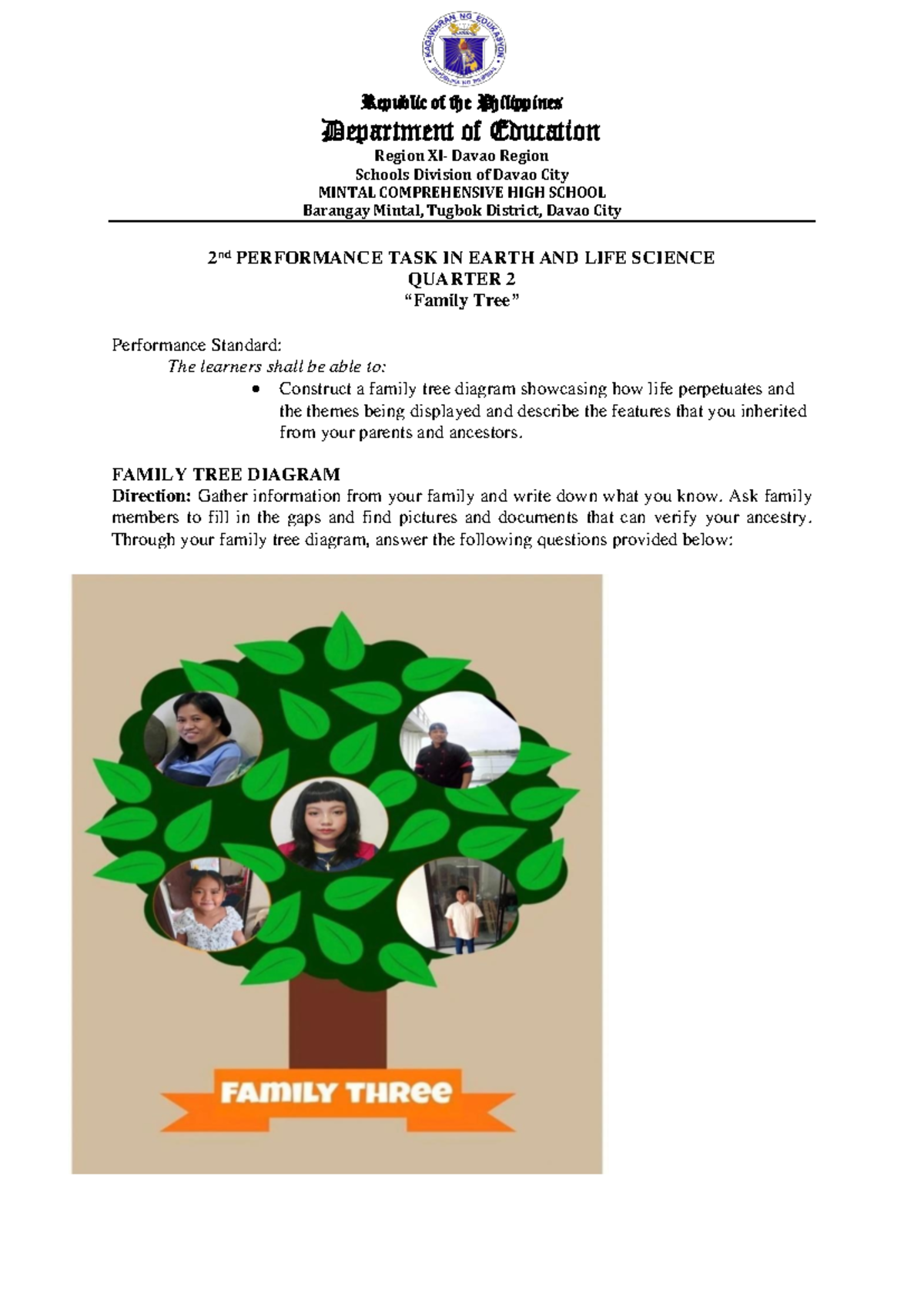 2nd Performance TASK Q2 ELS 3 - Department of Education Region XI ...