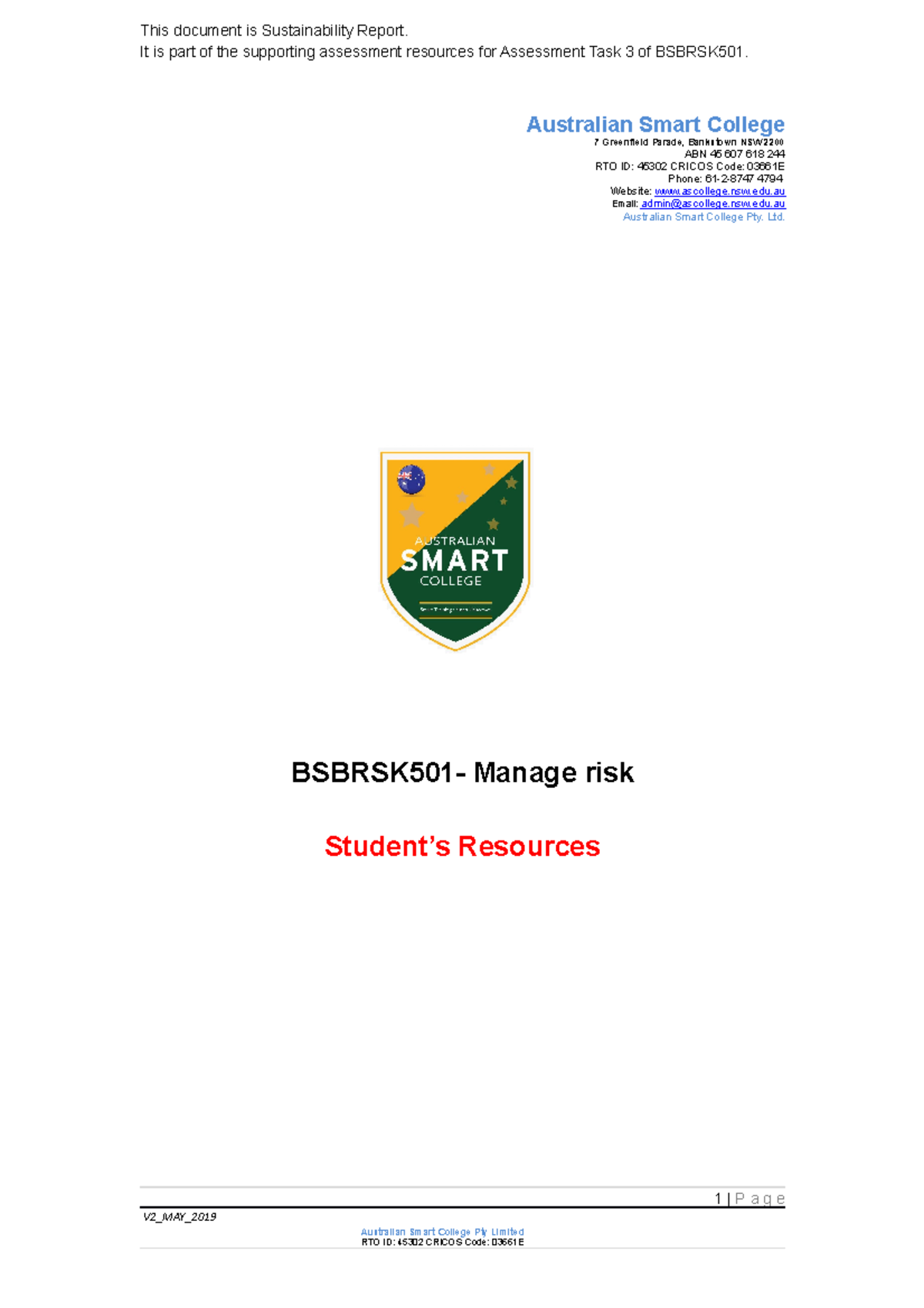 Sustainability Report ASC , A2 - This document is Sustainability Report ...