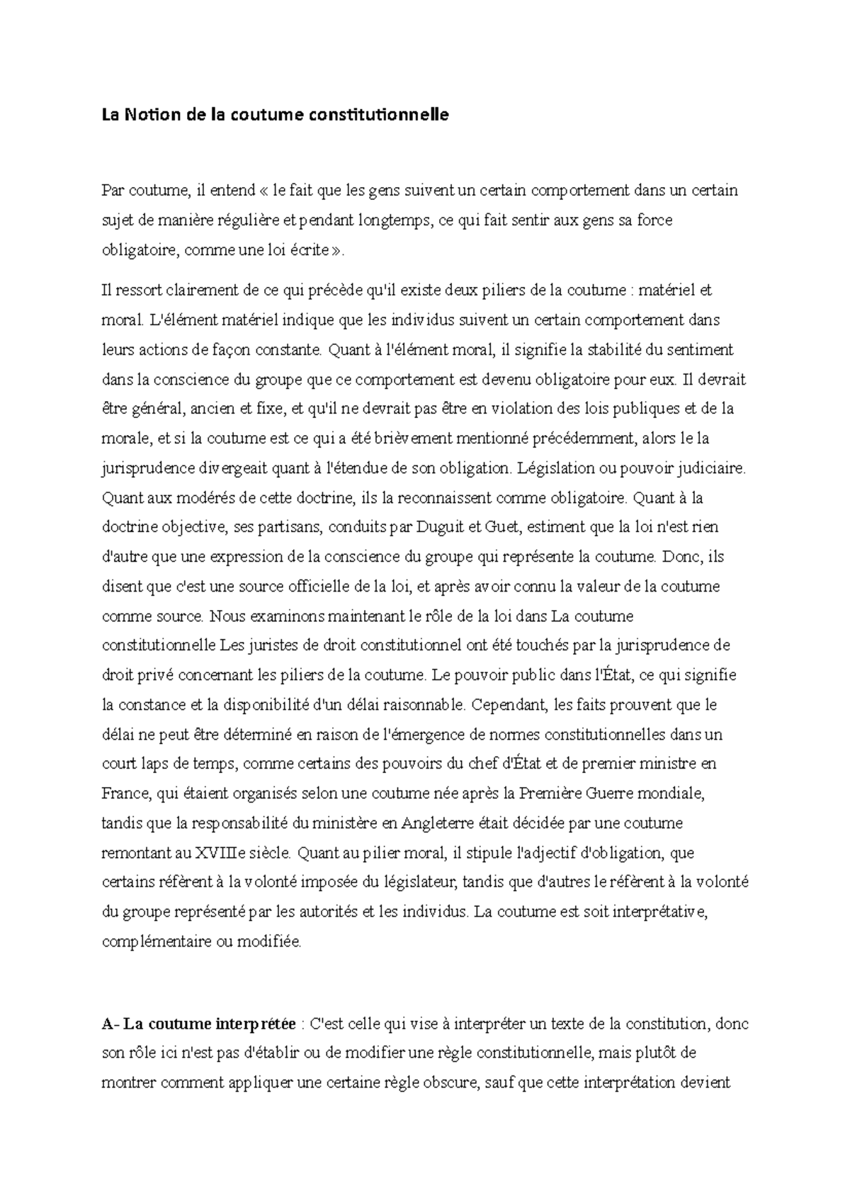 La coutume en droit constitutionnel - La Notion de la coutume ...