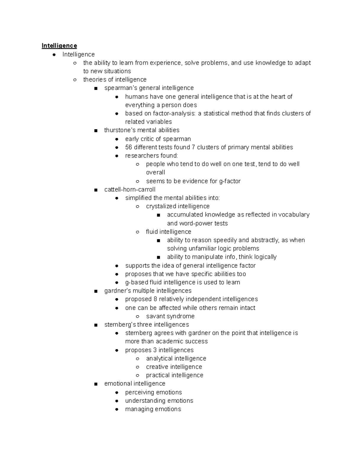Psych 100B - JUN 28TH - lecture - Intelligence Intelligence the ability ...