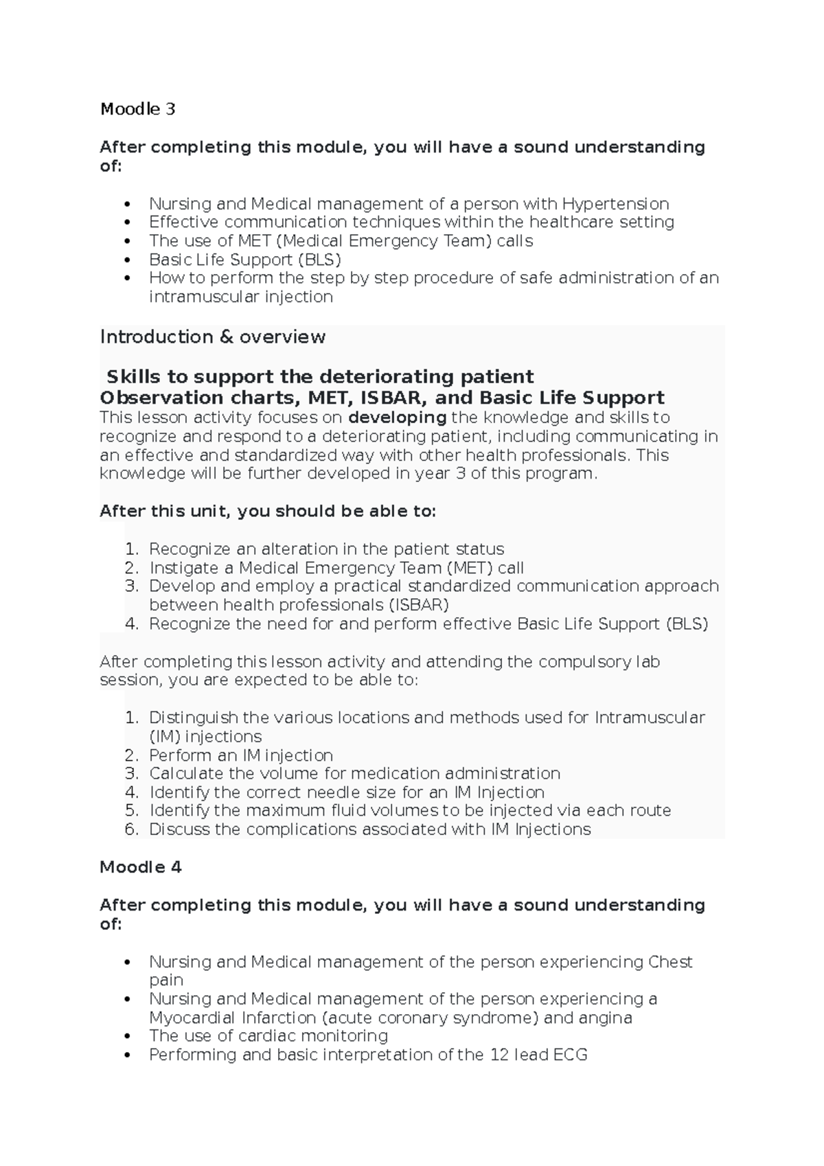 Learning Objectives Lecture Notes And Tutes Moodle 3 After Completing This Module You Will