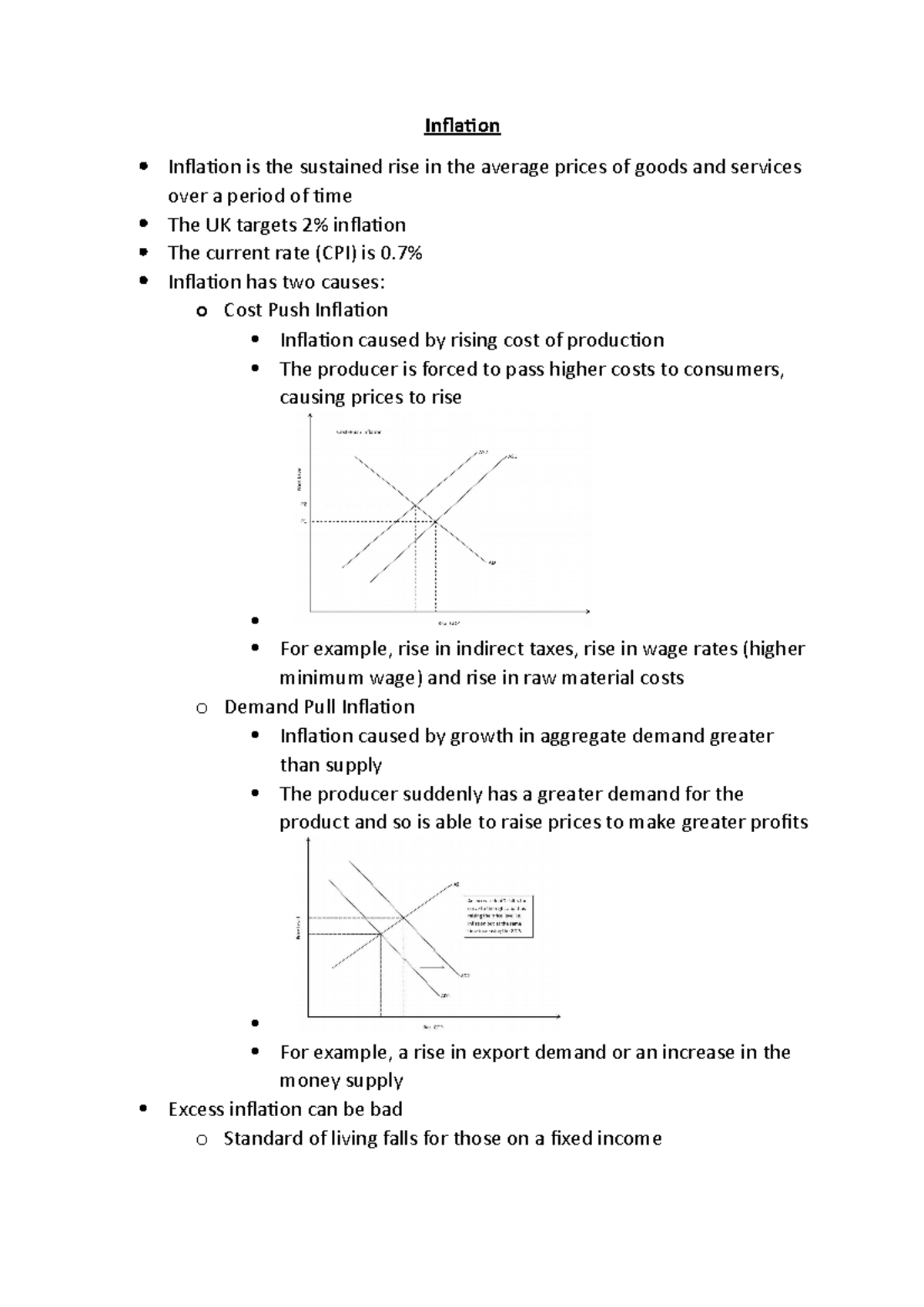 Inflation notes - Inflation Inflation is the sustained rise in the ...