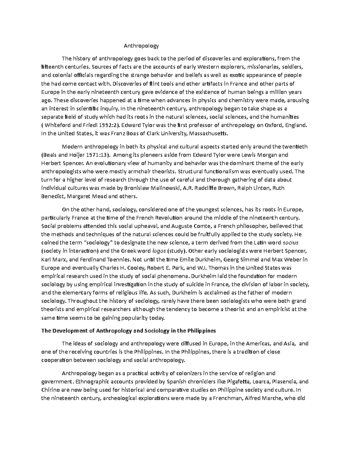 Anthropology for Popular culture - Anthropology The history of ...