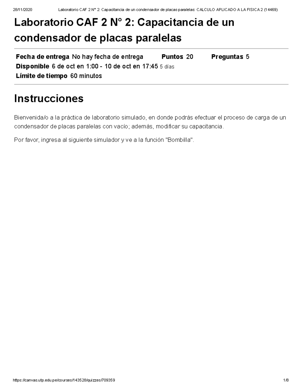 Vdocs - Laboratorio de fisica, preguntas de práctica - Laboratorio CAF 2 N° 2: Capacitancia de ...