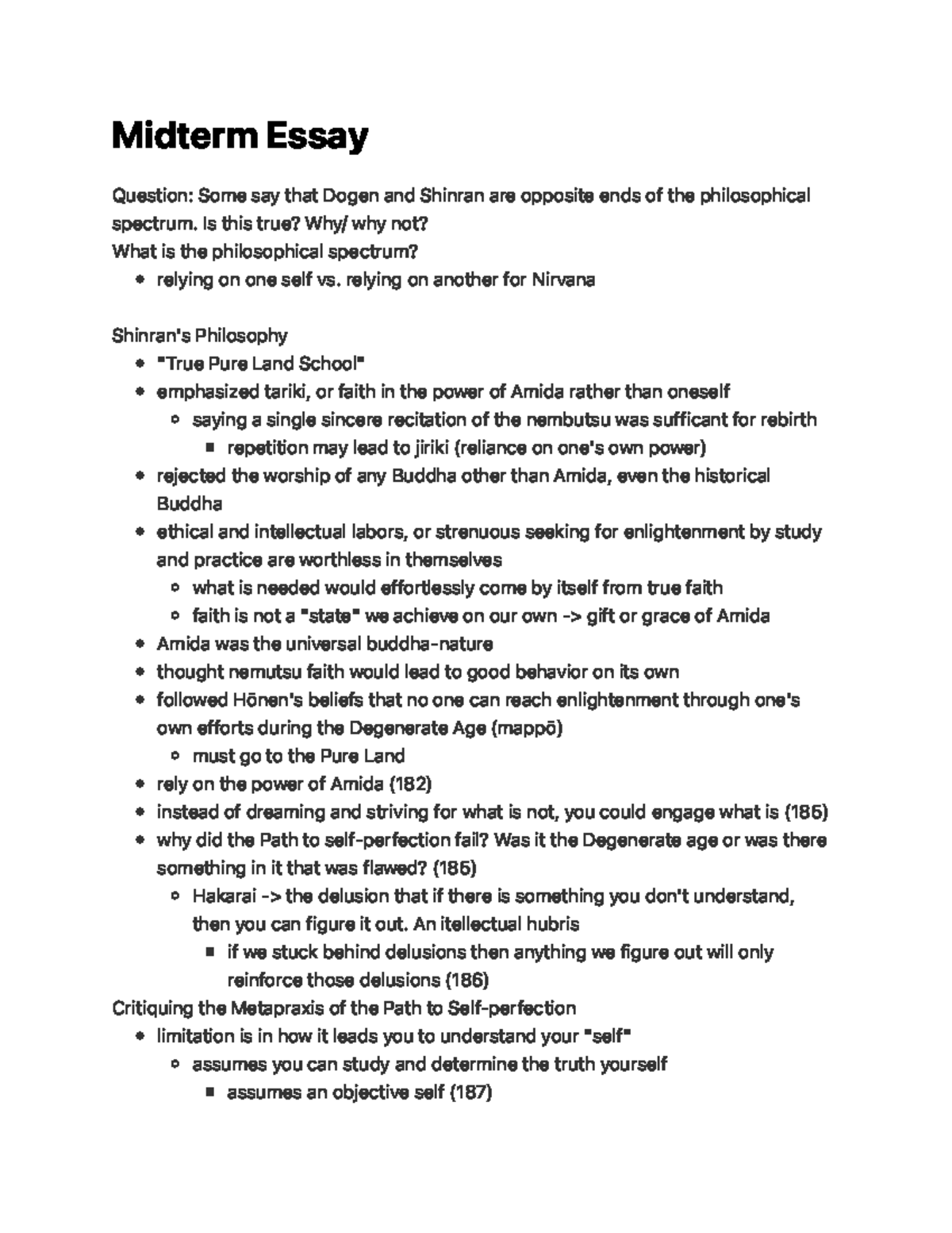 Midterm Essay - M i d te r m E s s a y Question: Some say that Dogen ...