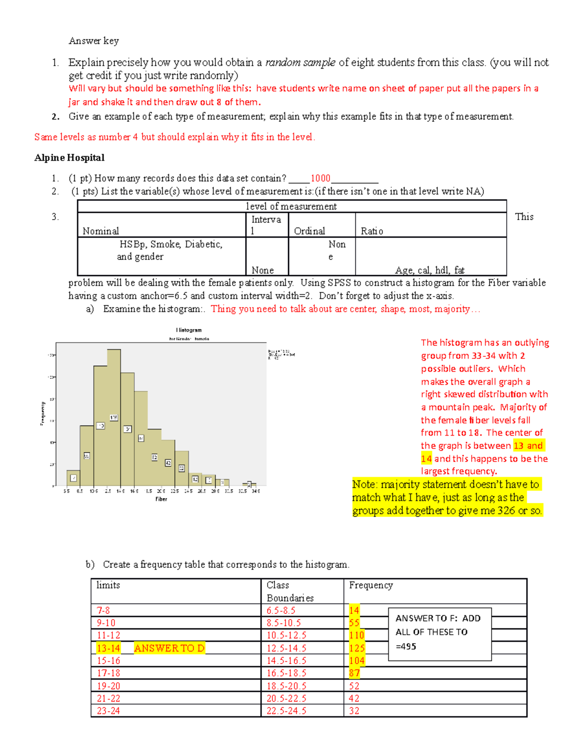 1370 freq dist ak - the answer key to frequency distributions in ...