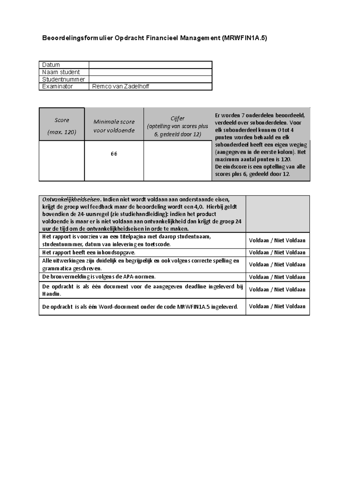 Beoordelingsformulier FIN 2020-2021 - Beoordelingsformulier Opdracht ...