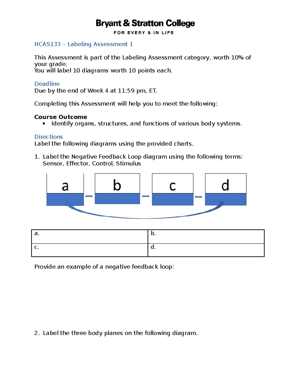 HCAS133 - Labeling Assessment 1 - This Assessment is part of the ...