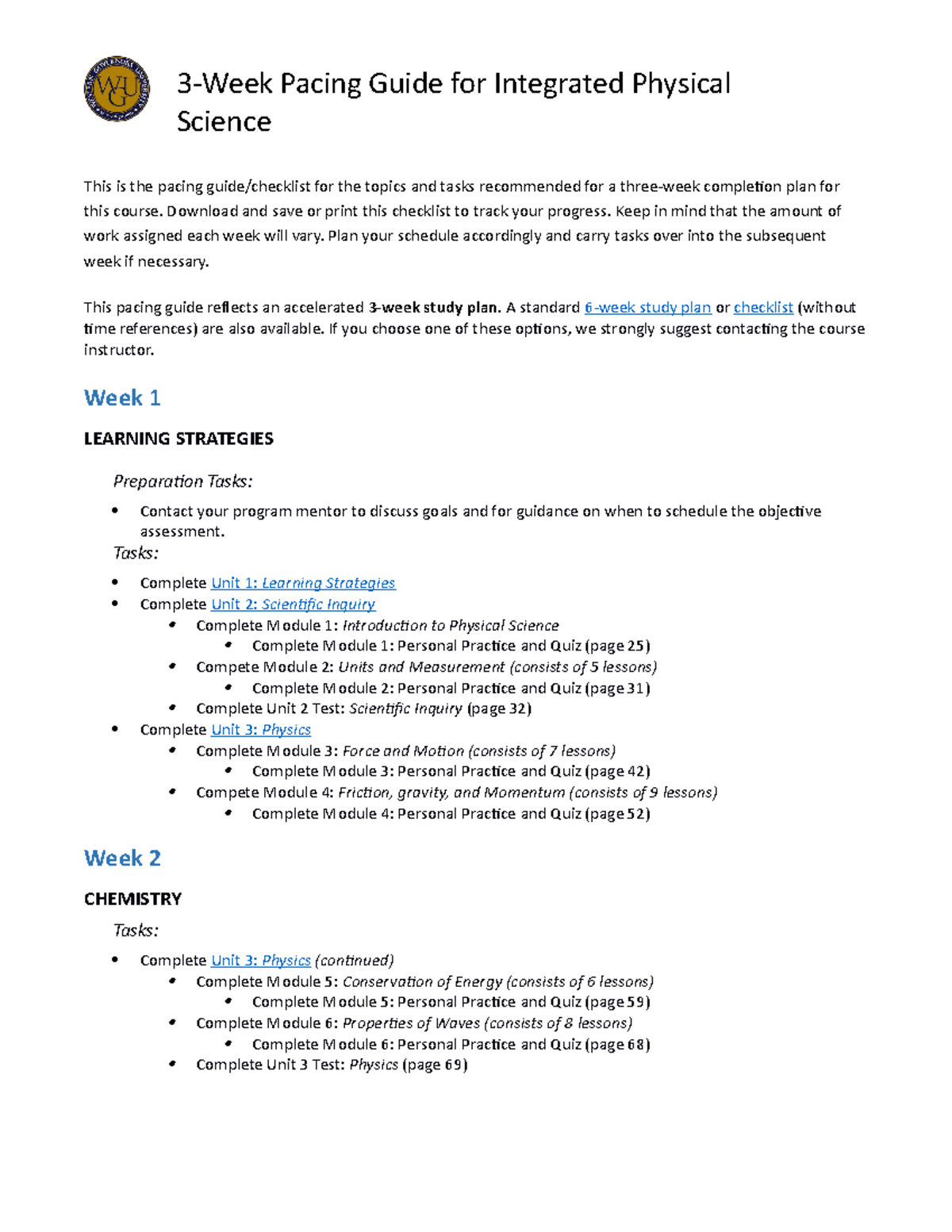 C165 pacing guide 3week - This is the pacing guide/checklist for the ...