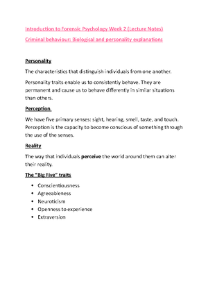 What influences criminal behaviours - forensic psychology notes - 1 30 ...