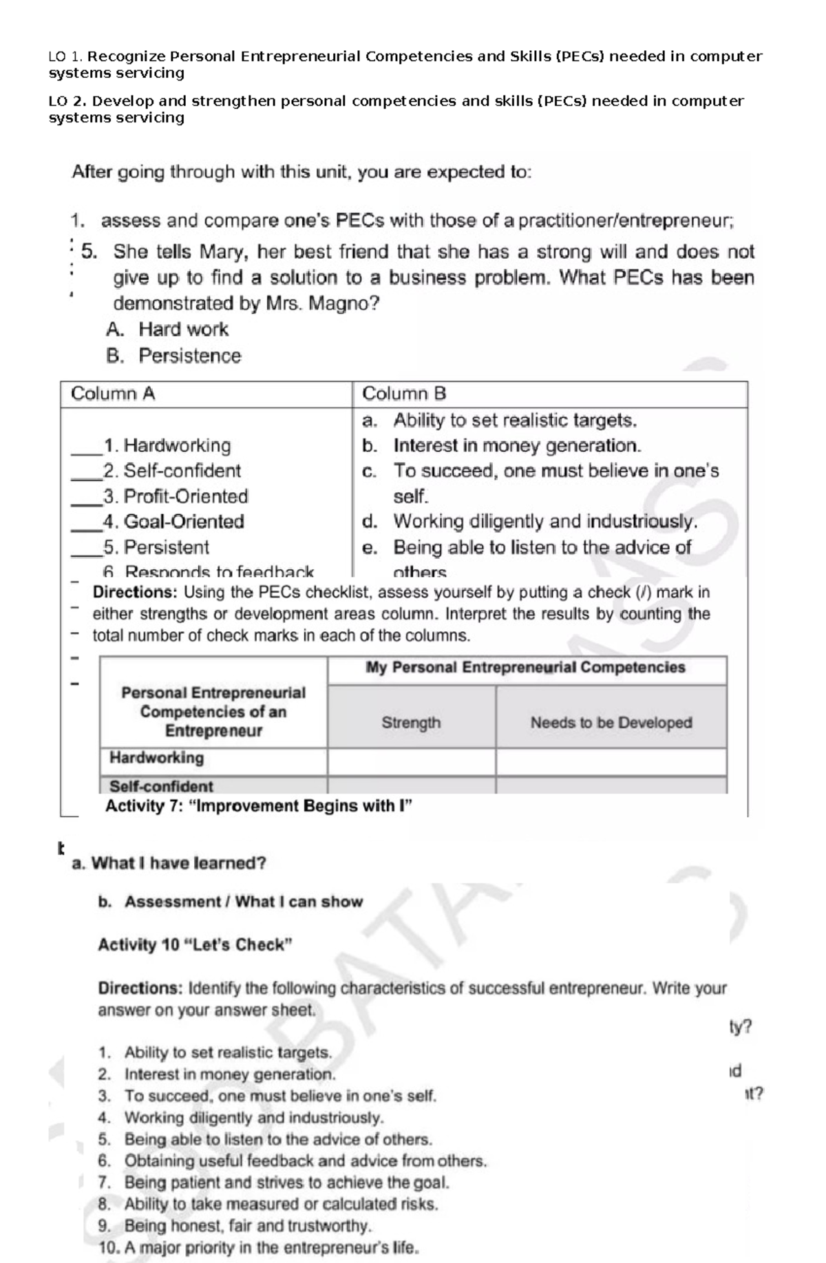 1. PECs - Personal Entrepreneurial Competencies - BS Computer Science ...