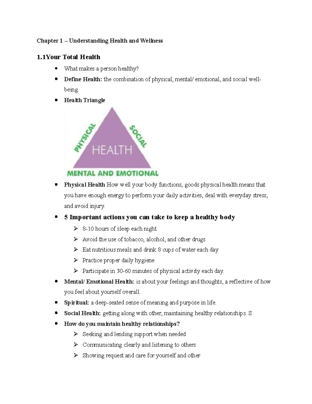 Understanding Health and Wellness - Health Triangle Physical Health How ...