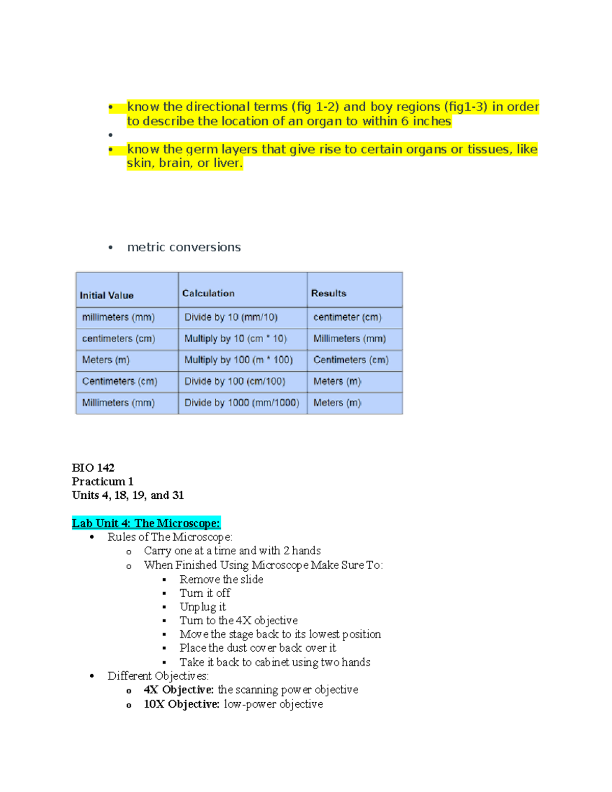 Lab practical #1 - I really like these lecture notes - know the ...