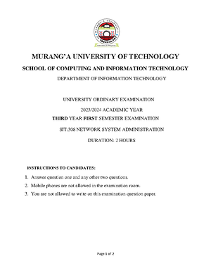 Unit-1 network and systems administration - Introduction to Network Administration UNIT 1 - Studocu