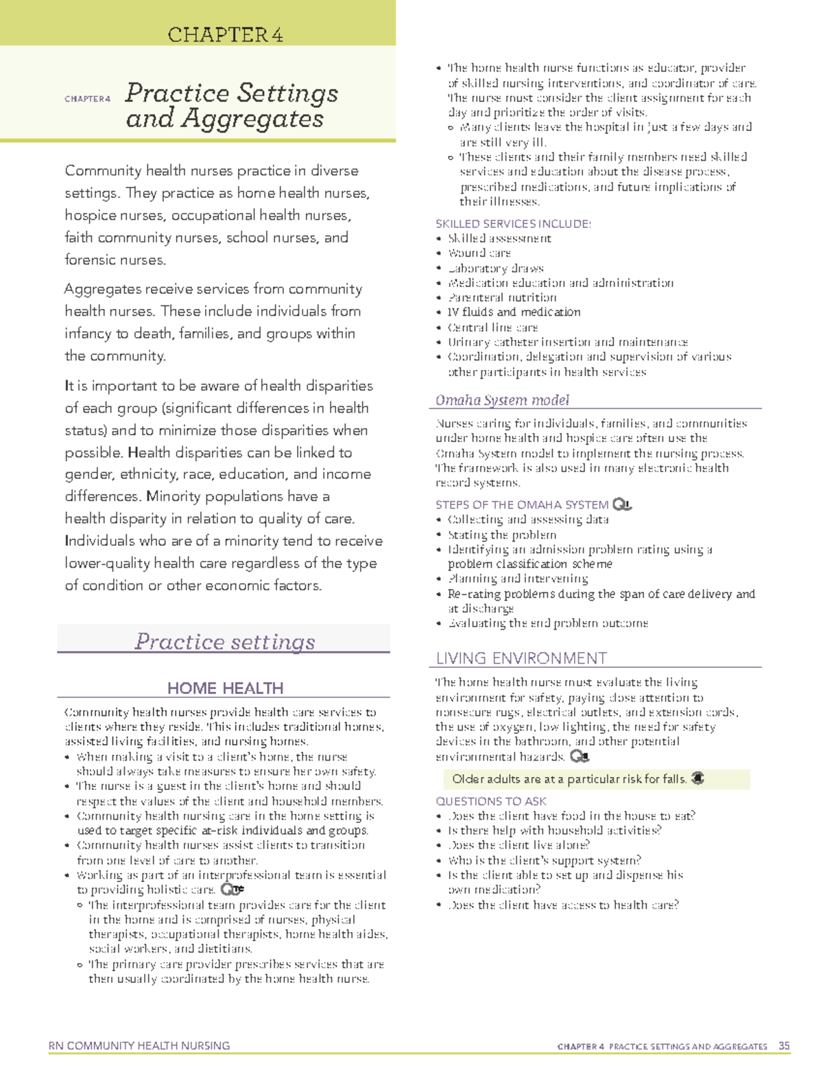 Focused Review-62 - RN COMMUNITY HEALTH NURSING CHAPTER 4 PRACTICE ...