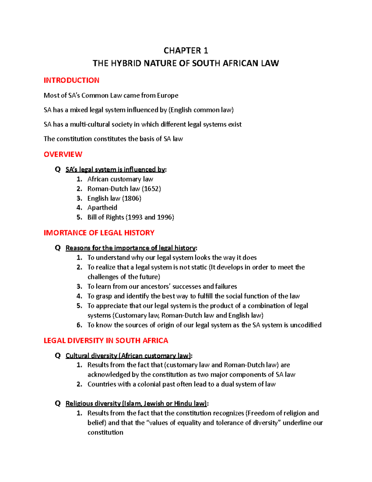 Introduction to law Chapter 1 - CHAPTER 1 THE HYBRID NATURE OF SOUTH ...