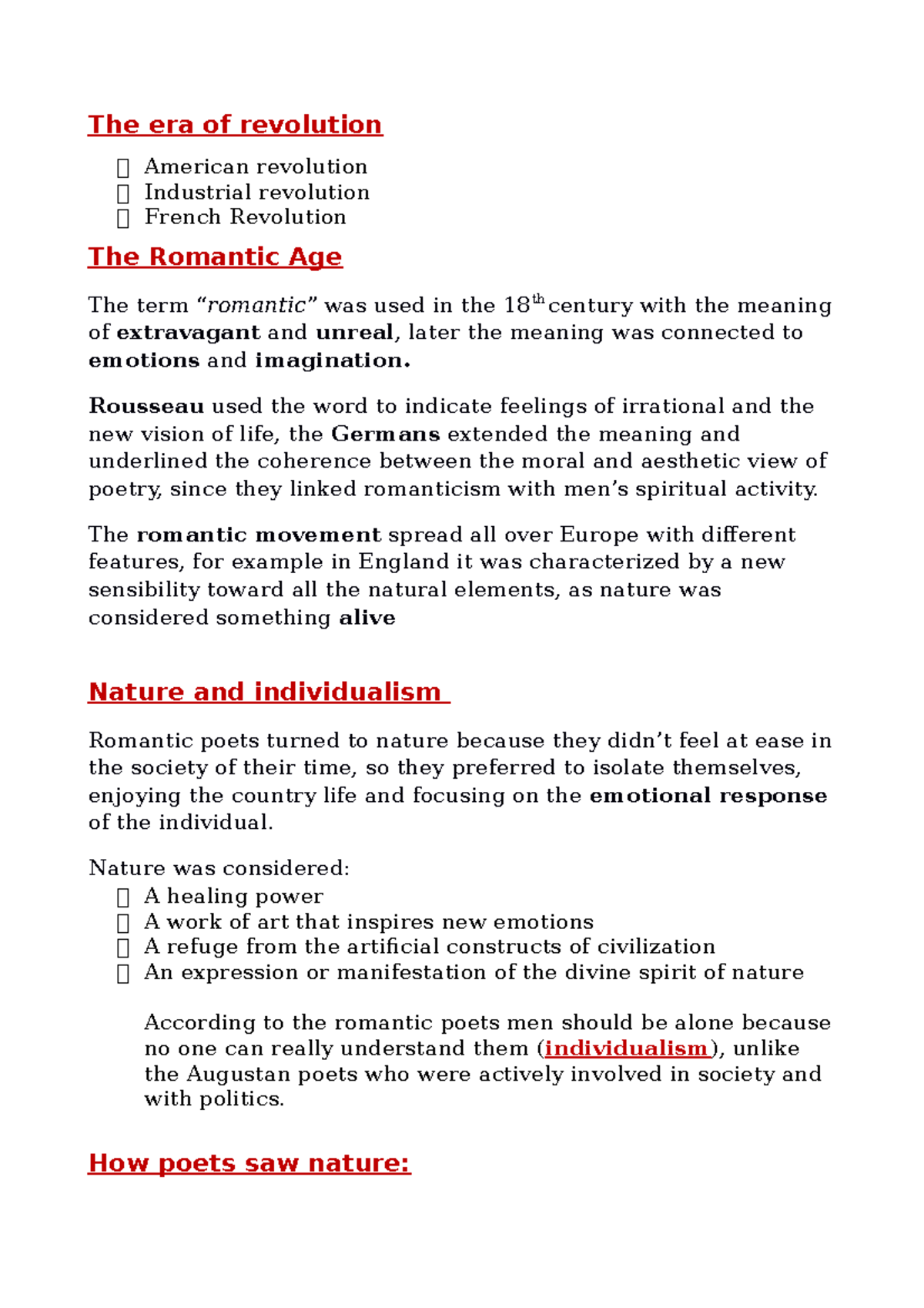 English - Lecture notes 1 - The era of revolution ֍ ֍ American ...