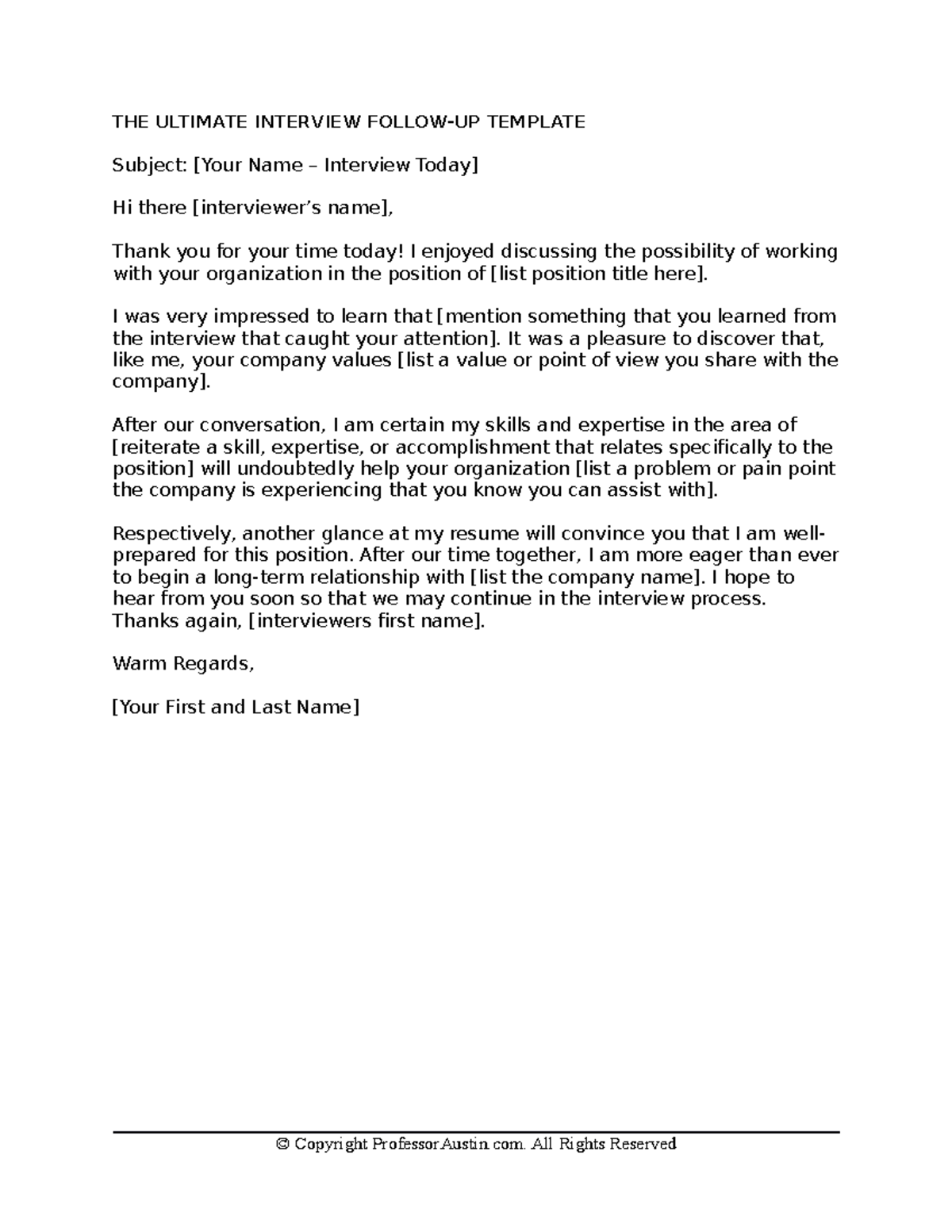 The Ultimate Interview Follow Up Template - THE ULTIMATE INTERVIEW ...