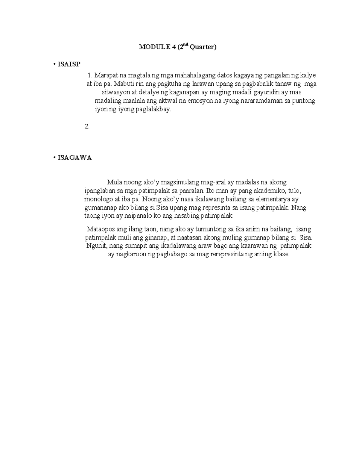 Module 4 FIL ABM 201 - Fil - MODULE 4 (2nd Quarter) ISAISP Marapat na ...