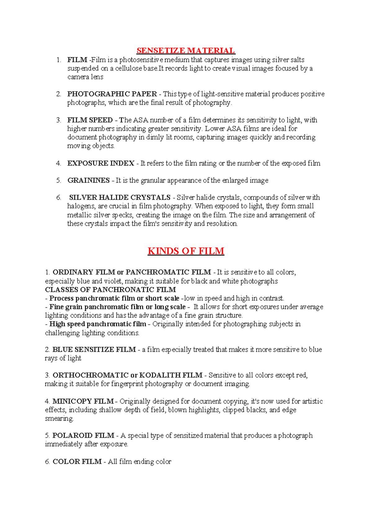 Sensetize Material - SENSETIZE MATERIAL FILM -Film is a photosensitive ...