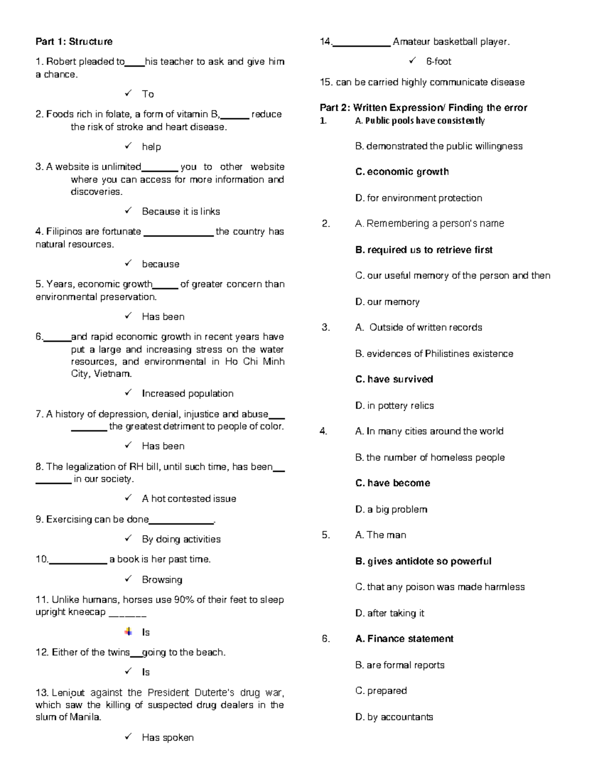 EPT - Ept - Part 1: Structure Robert pleaded to his teacher to ask and ...