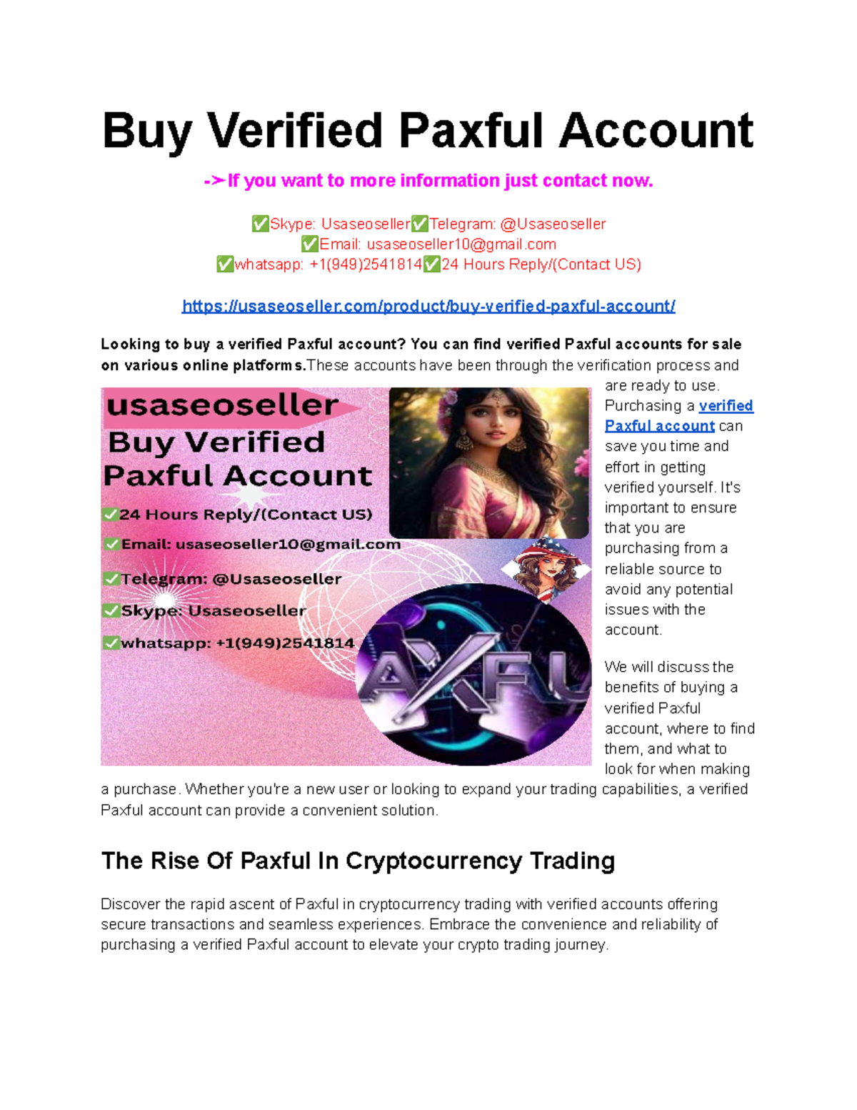 Buy Verified Paxful Account - Skype: Usaseoseller Telegram: @Usaseoseller Email: - Studocu