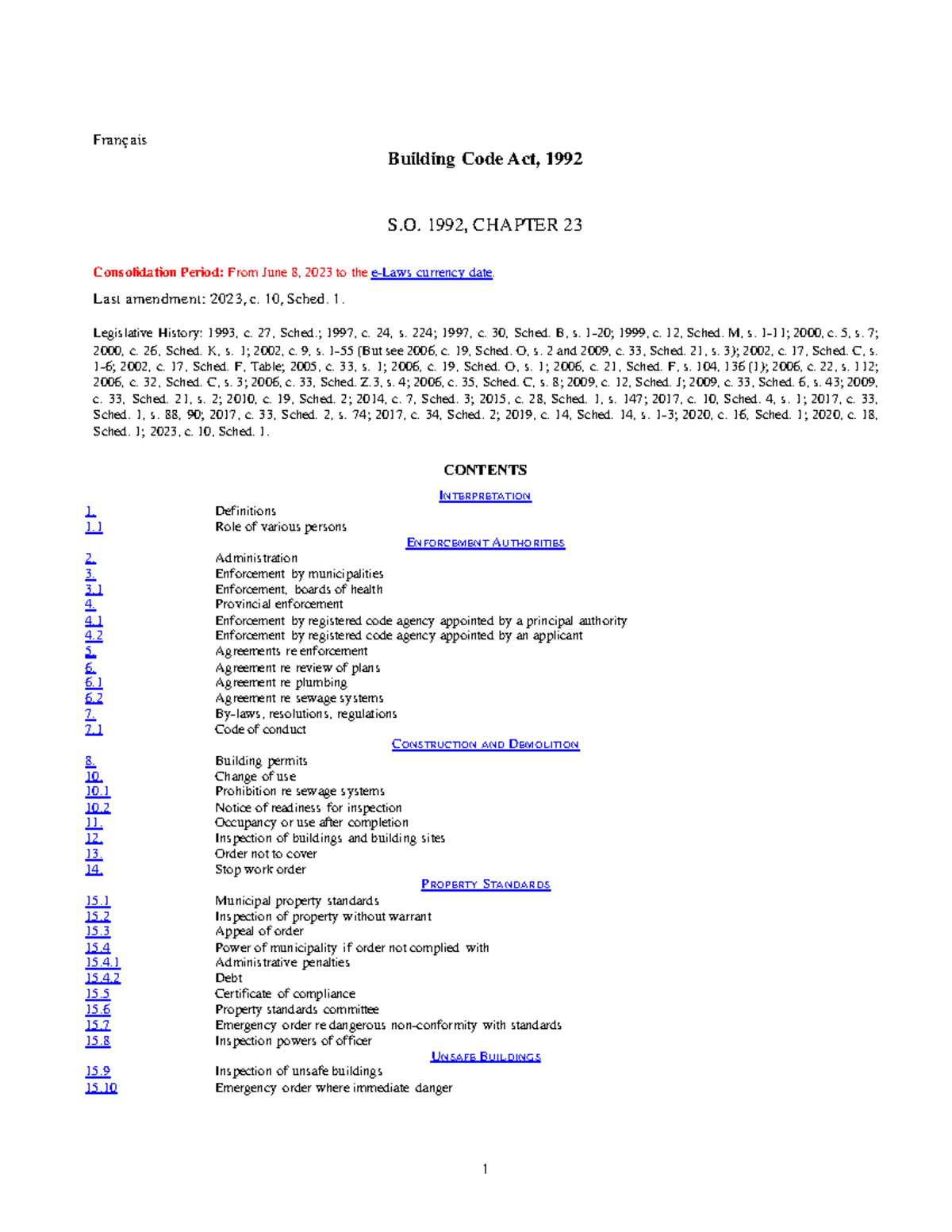 Buidling Code Act - Building Code ACt - Français Building Code Act ...