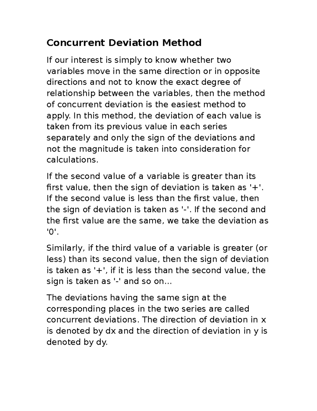 Concurrent Deviation Method - In this method, the deviation of each value is taken from its ...