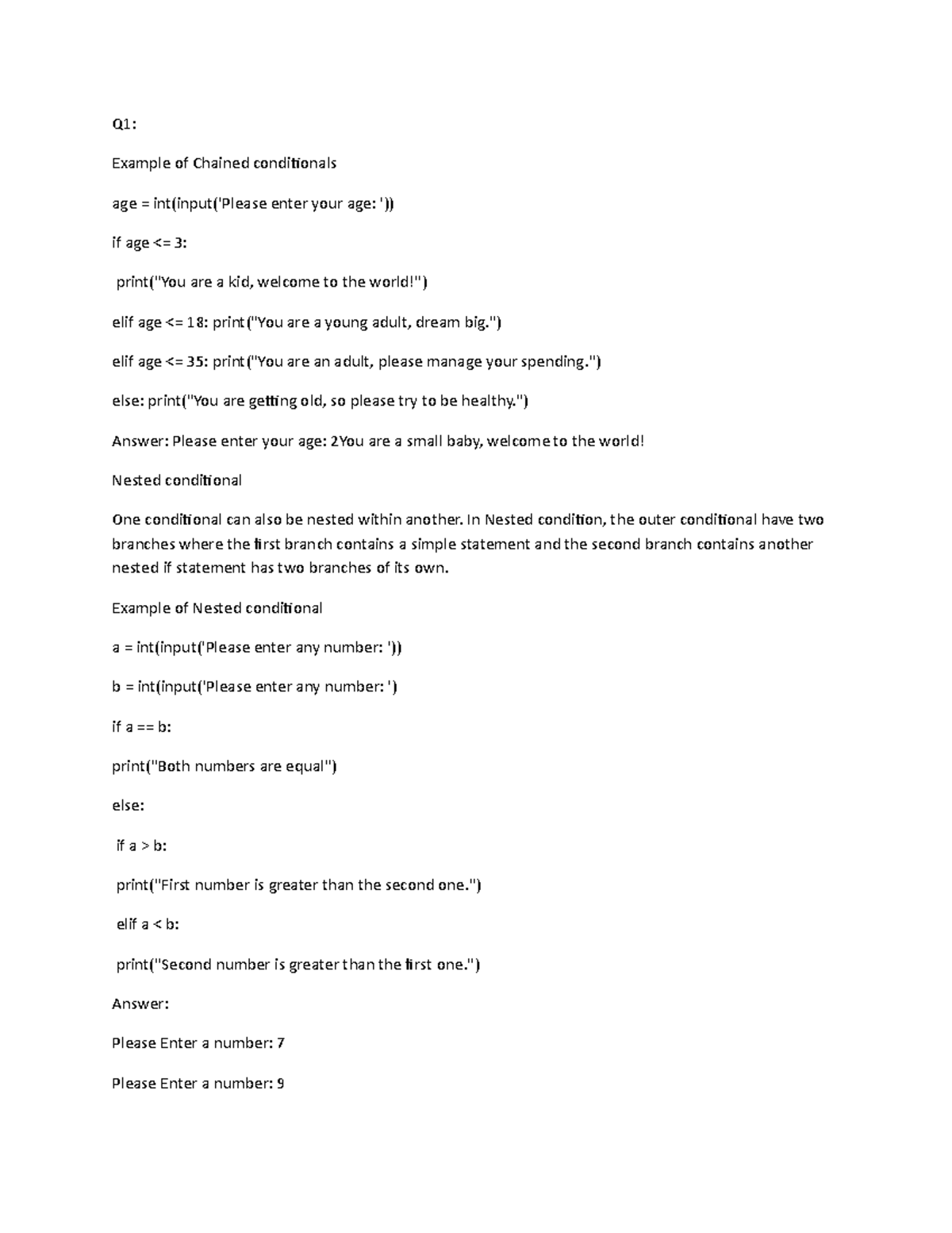 Cs1101 discussion forum unit 3 - Q1: Example of Chained conditionals ...