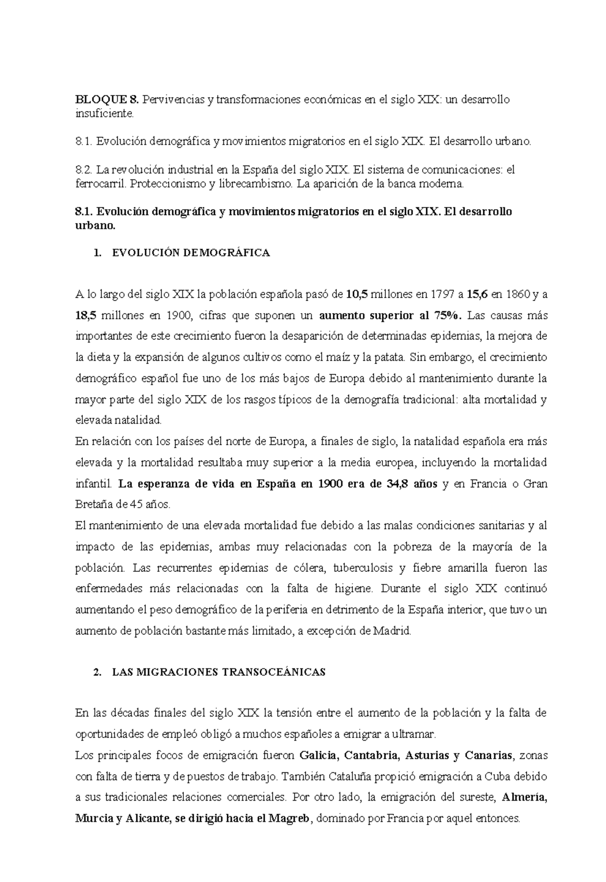 Bloque 8 - BLOQUE 8. Pervivencias y transformaciones económicas en el siglo XIX: un desarrollo ...