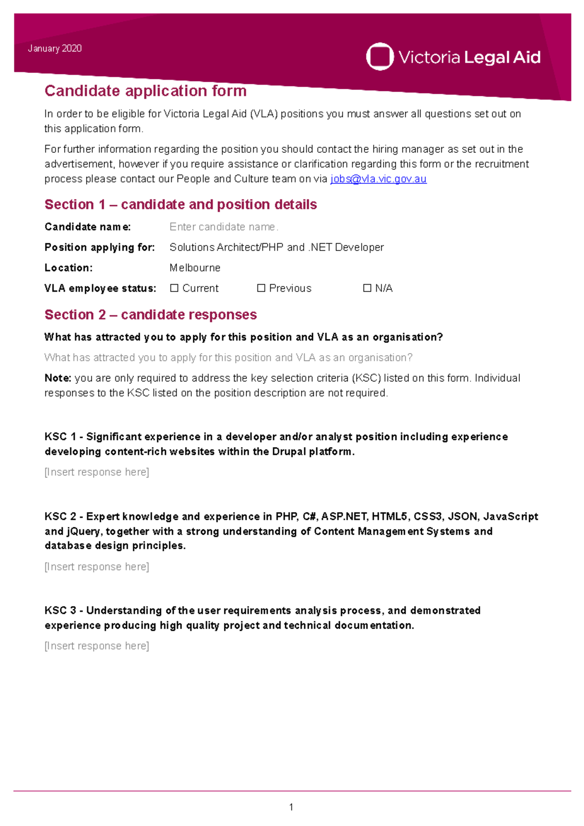 Candidate application form - Solutions Architect PHP and .NET Developer ...