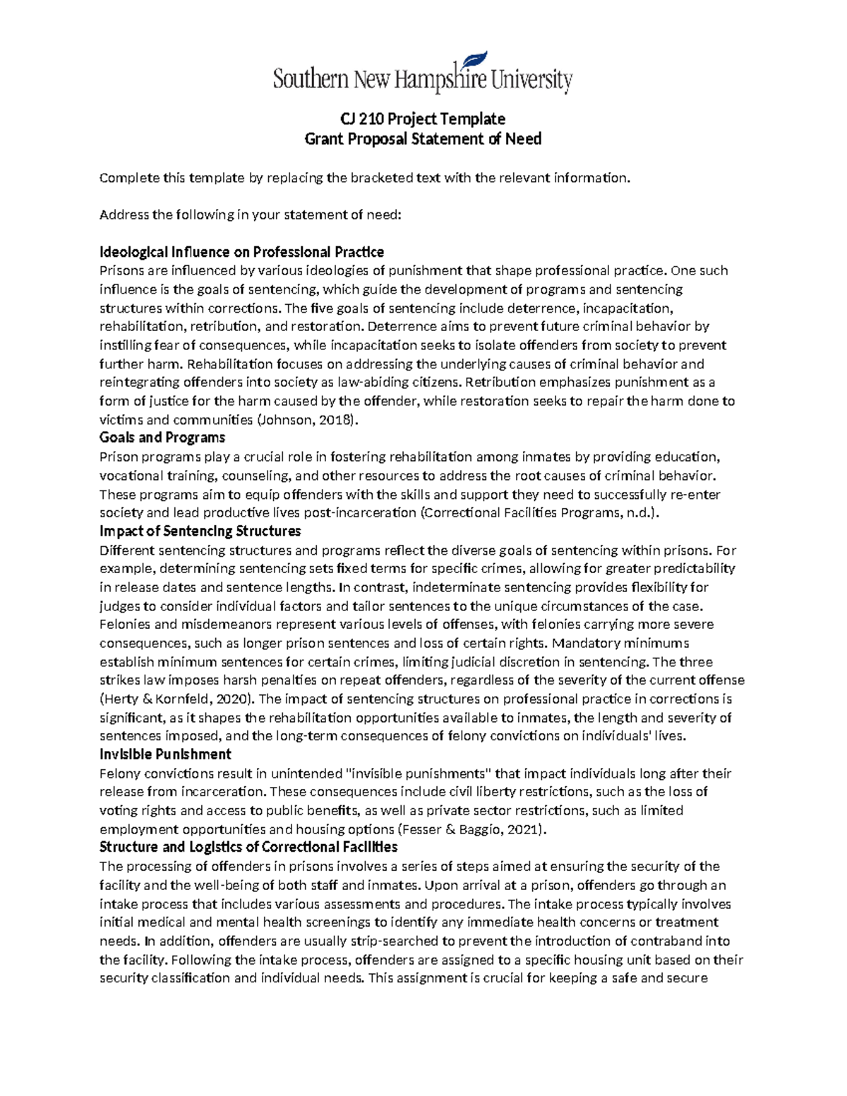Grant Proposal Statement of Need - CJ 210 Project Template Grant ...