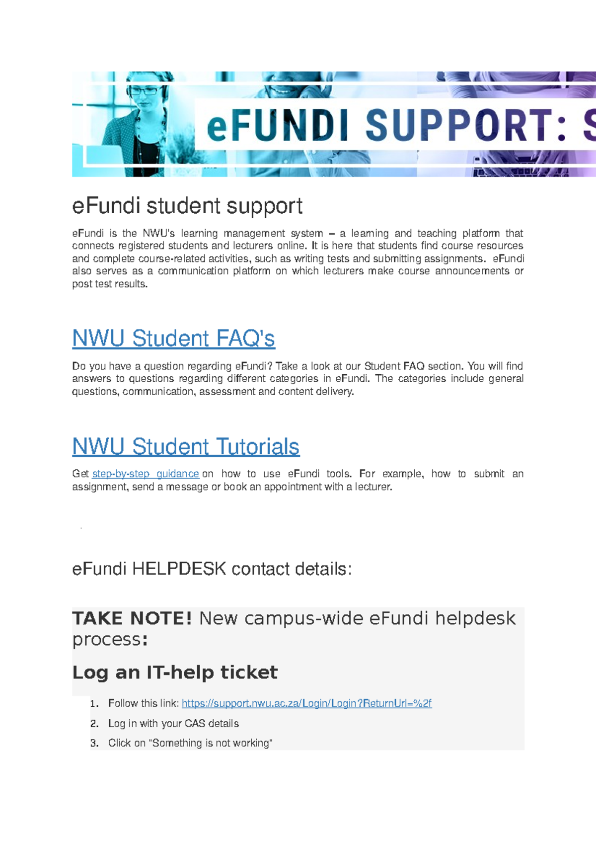 E Fundi student support - eFundi student support eFundi is the NWU’s ...