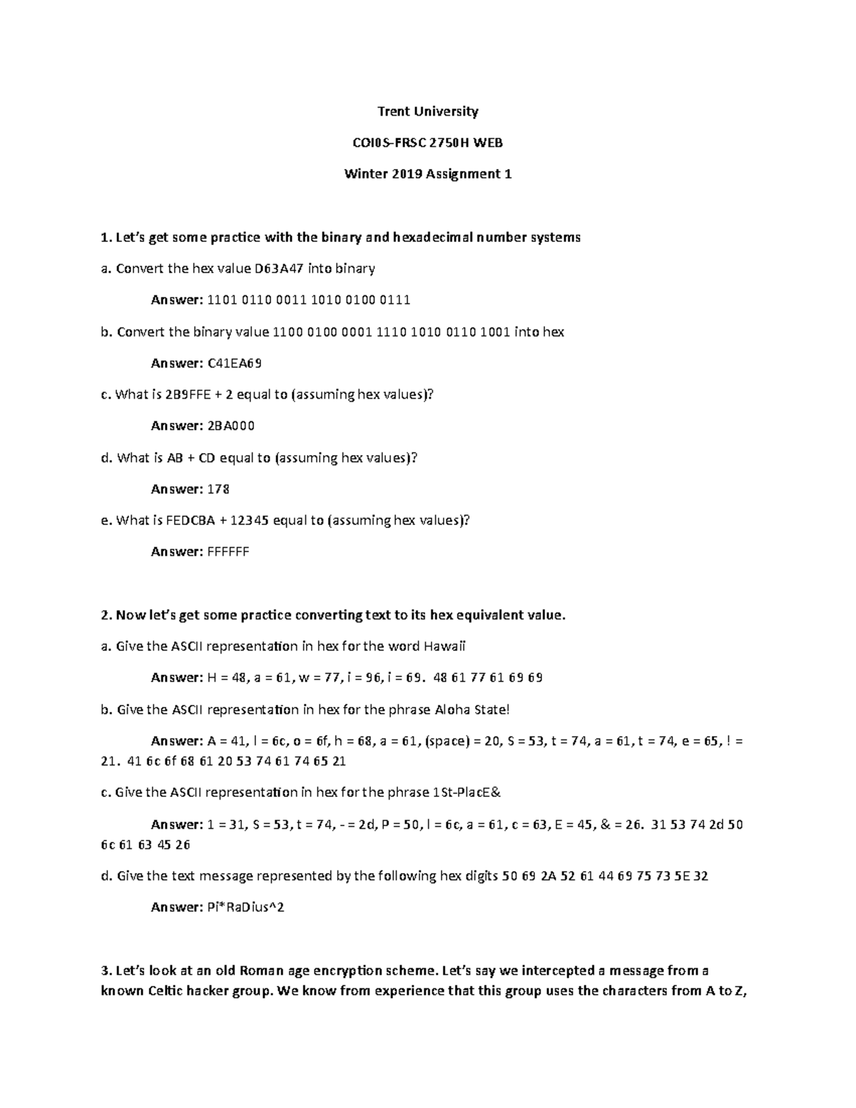 COIS 2750 Assignment 1 - Trent University COI0S-FRSC 2750H WEB Winter ...