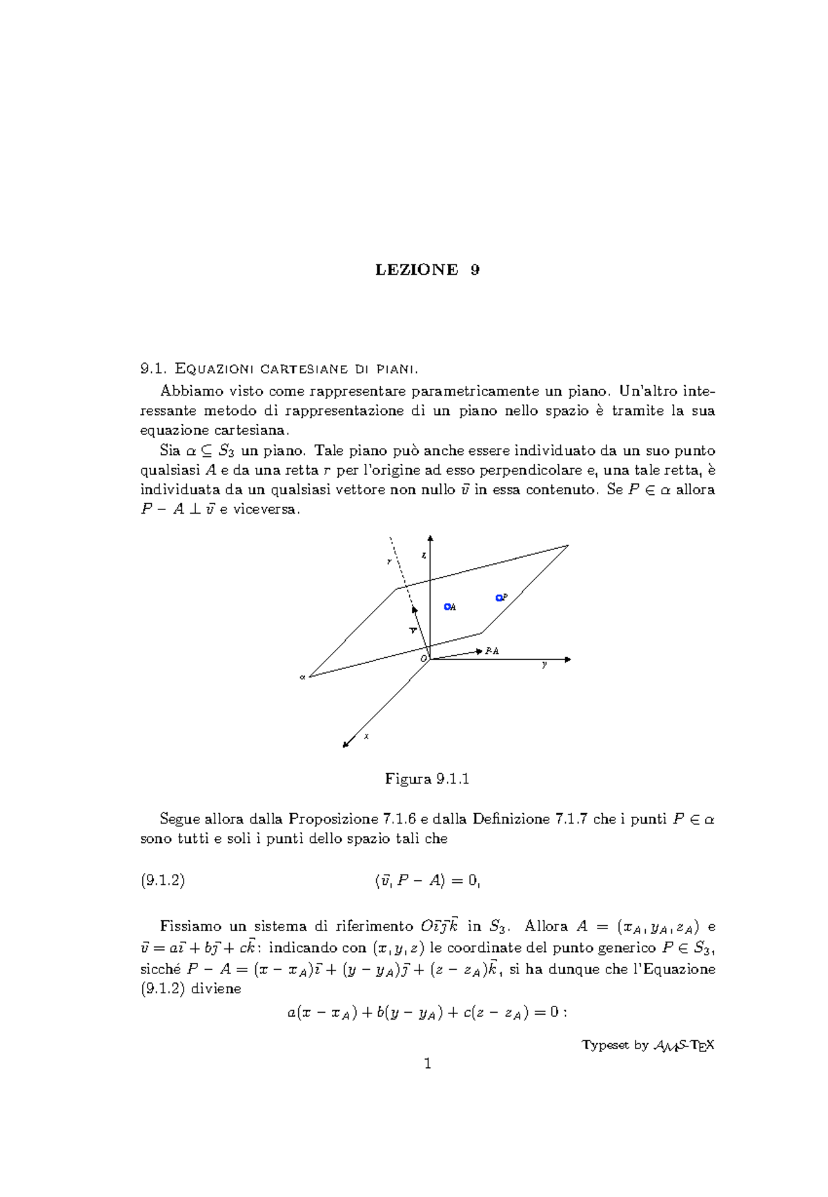 Equazioni cartesiane di piani. Equazioni cartesiane di rette - LEZIONE ...