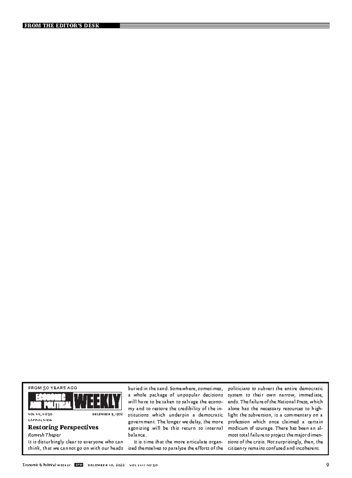 ED LVII 50 101222 From 50 Years Ago - Economic & Political Weekly EPW ...