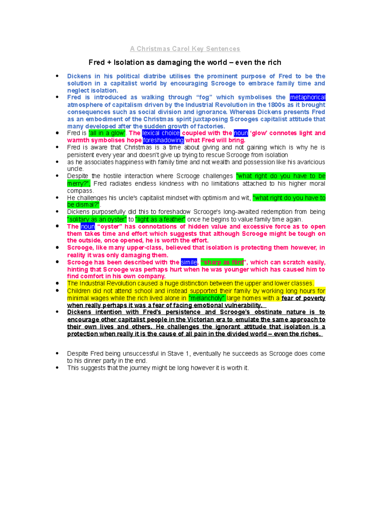 A Christmas Carol Key Sentences - Fred is introduced as walking through ...