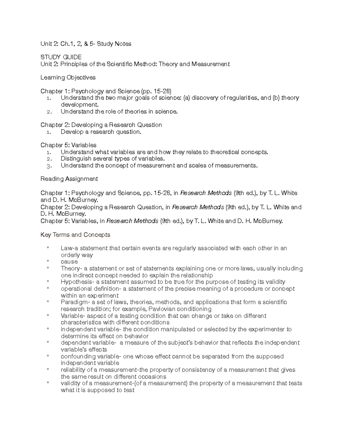 Psych 304-Lecture Notes-Unit 2-Chapters 1, 2, 5 - Psyc 304 - AU - Studocu