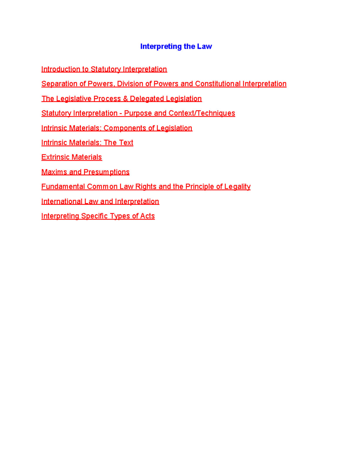 Martin's Notes - Interpreting the Law - Interpreting the Law ...