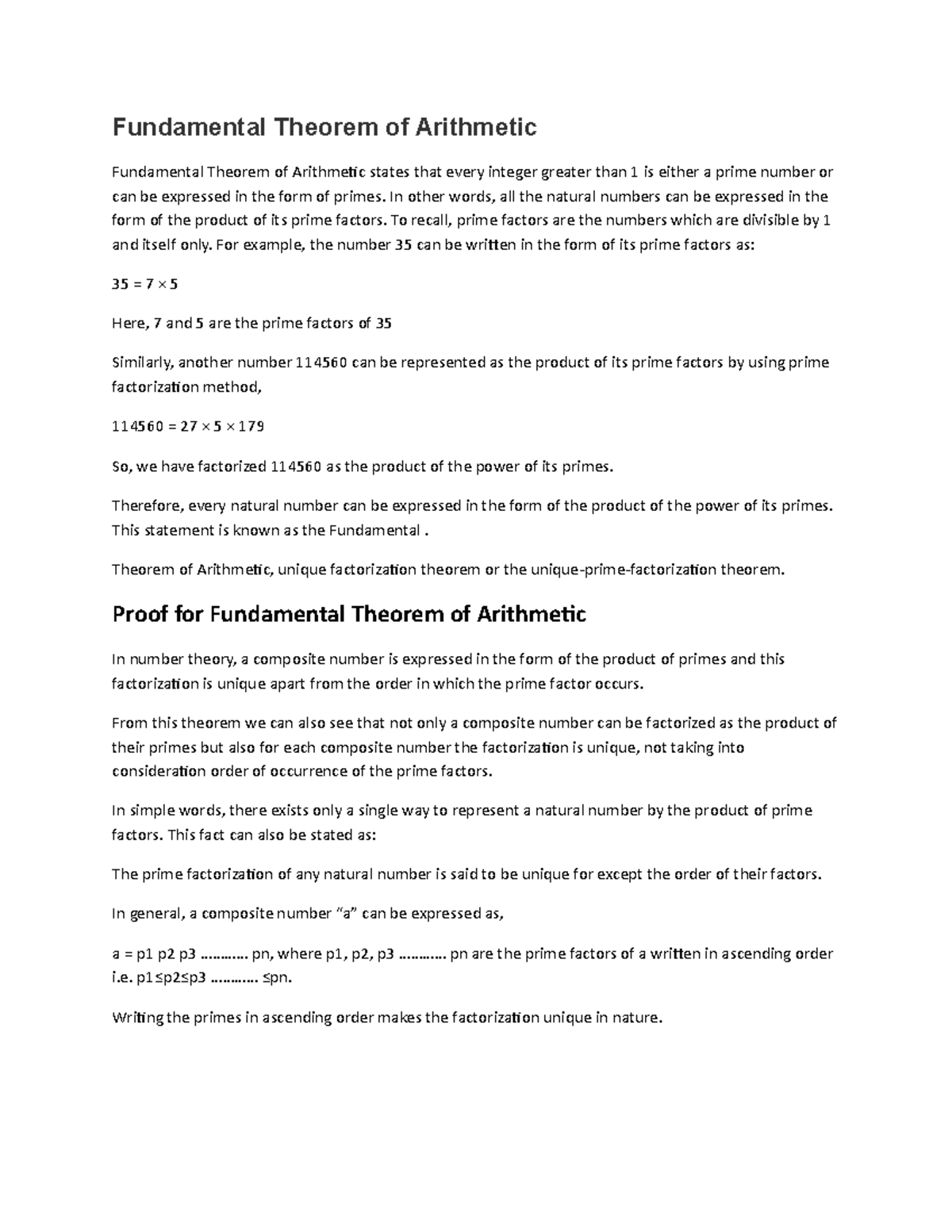 Fundamental Theorem Of Arithmetic - Fundamental Theorem of Arithmetic Fundamental Theorem of ...