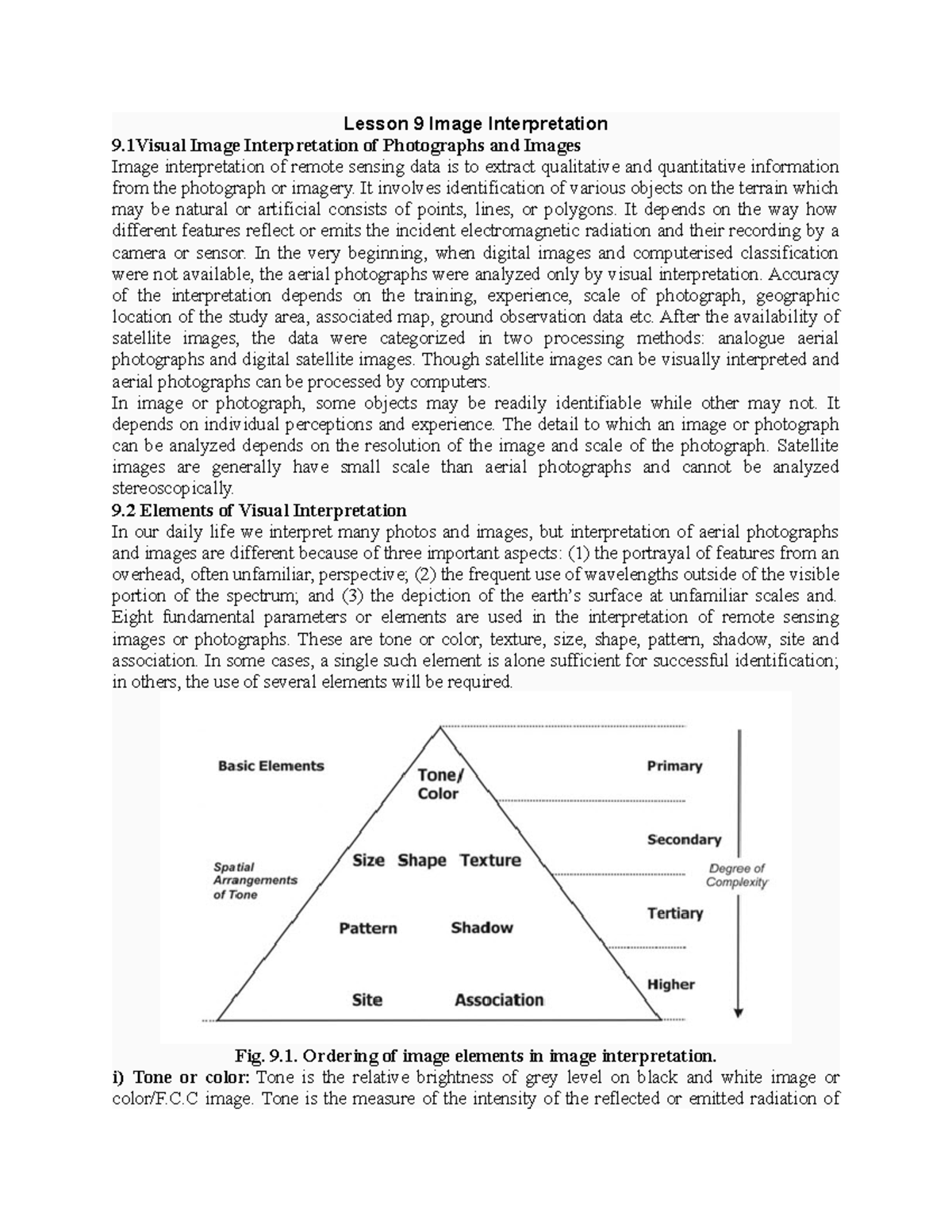 Lesson 9 Image Interpretation - Lesson 9 Image Interpretation 9 Image ...