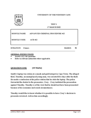 Entrepreneurial Legal Practice 431 - 2024 Course Outline - 1 UNIVERSITY OF THE WESTERN CAPE ...